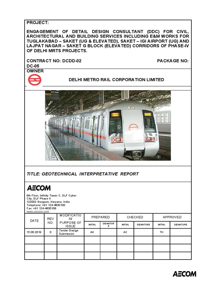 Geotechnical Interpretative Report For Tunnel (DMRC) | PDF