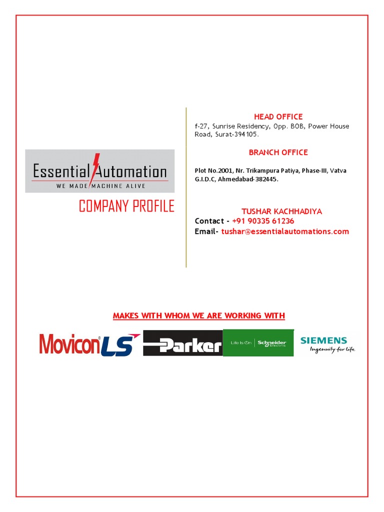Essential Automation Company Profile 1 Pdf Automation