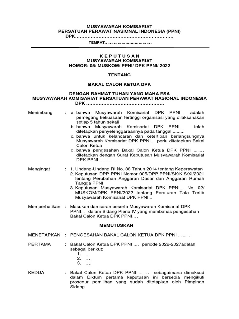 Contoh SK Bakal Calon Ketua DPK | PDF | Karier & Perkembangan