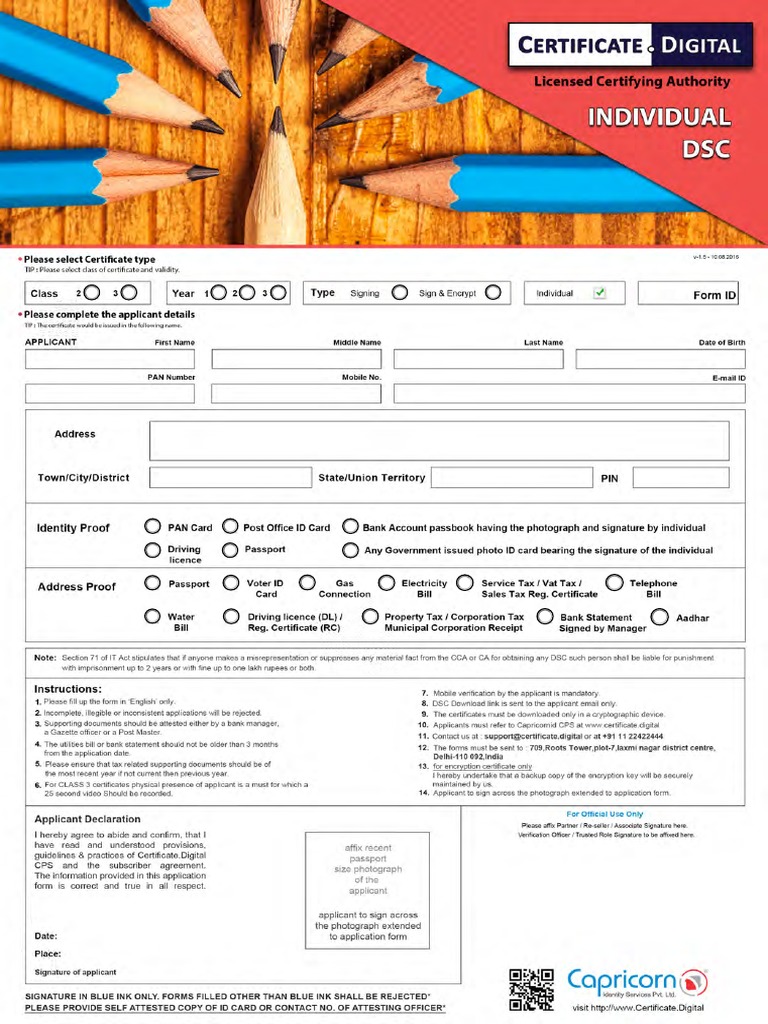 DSC Application Form | PDF