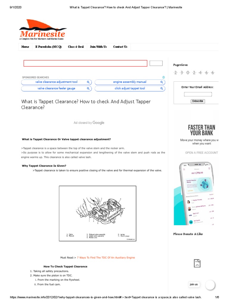Tappet Clearance: Checking & Adjusting Guide | PDF