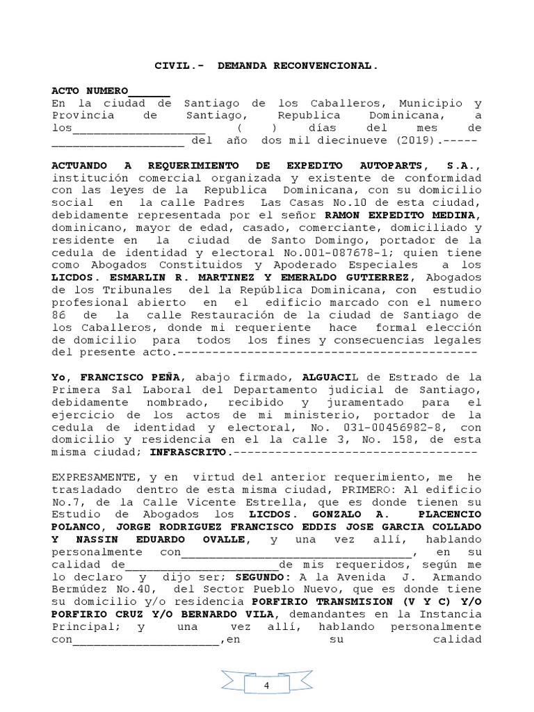 Demanna Reconvencional Xaviel | Descargar gratis PDF | Daños y ...