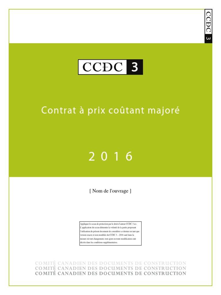 Contrat CCDC 3 - Prix Coûtant Majoré | PDF | Assurance | Canada