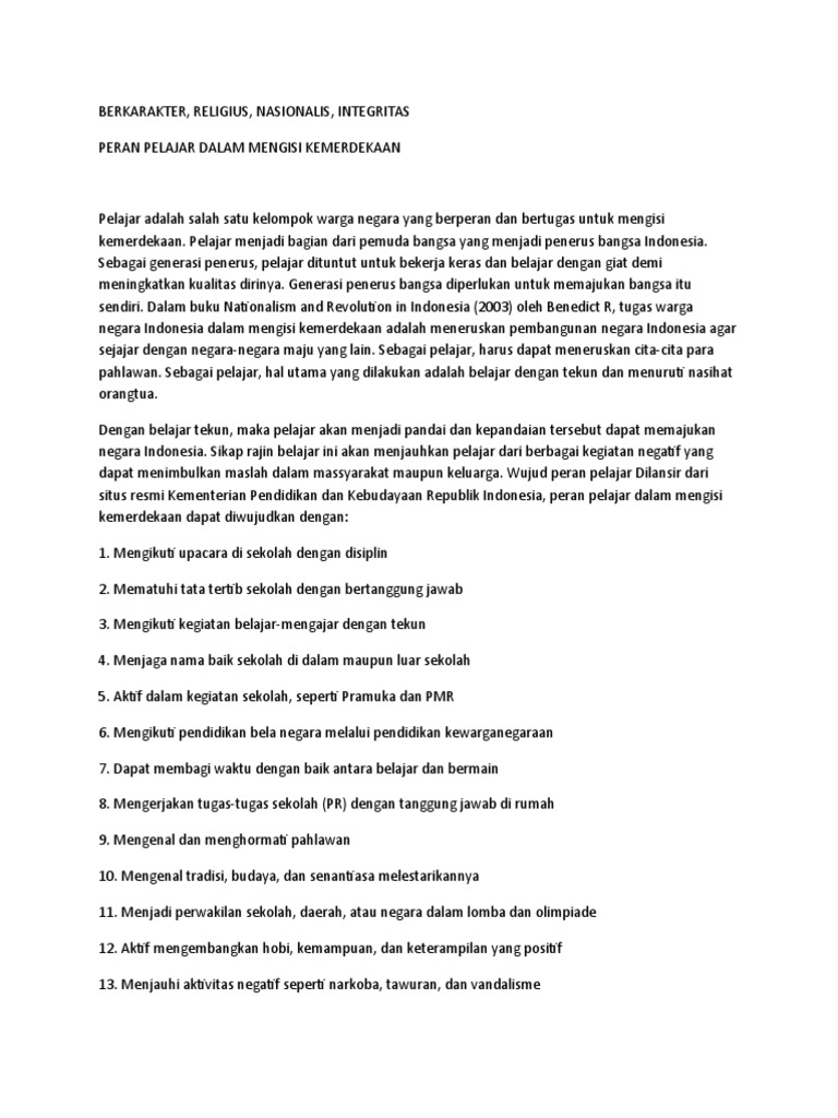 Peran Generasi Muda Mengisi Kemerdekaan | PDF