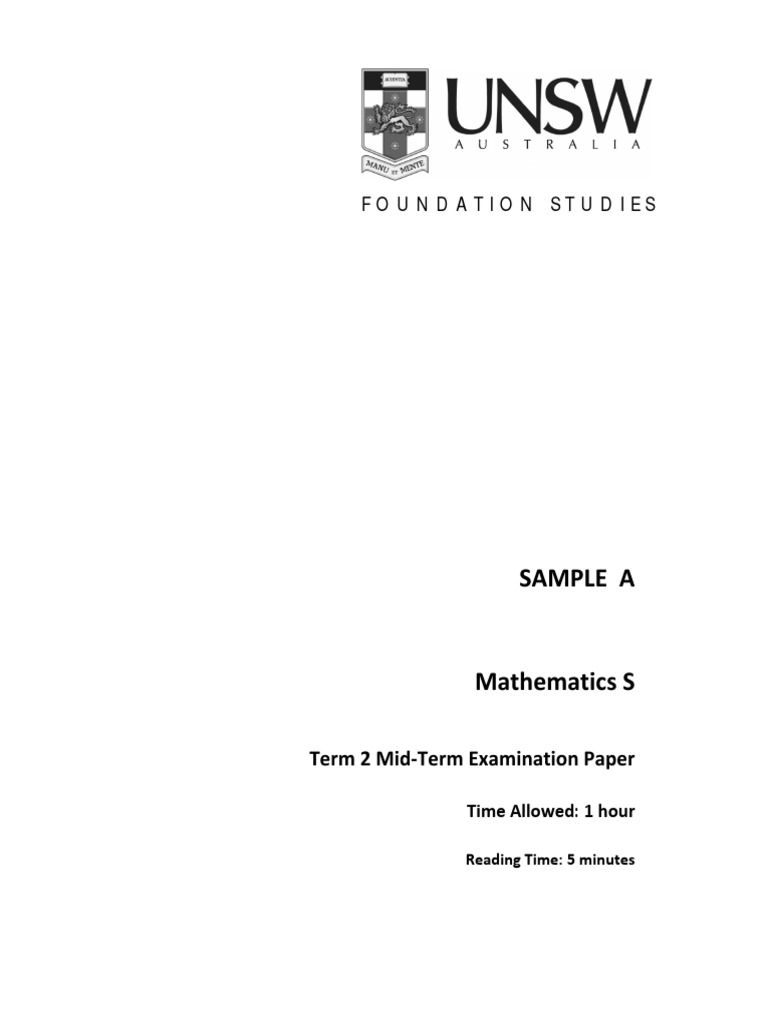 MaS MidTerm2 Sample Exam Paper A | PDF