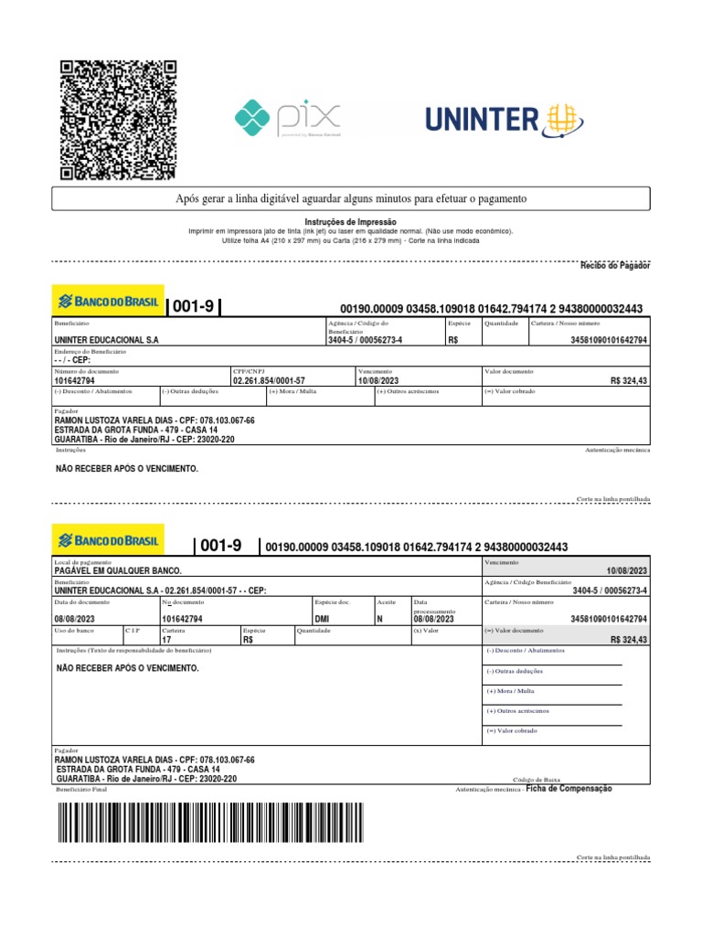 Boleto Uninter | PDF