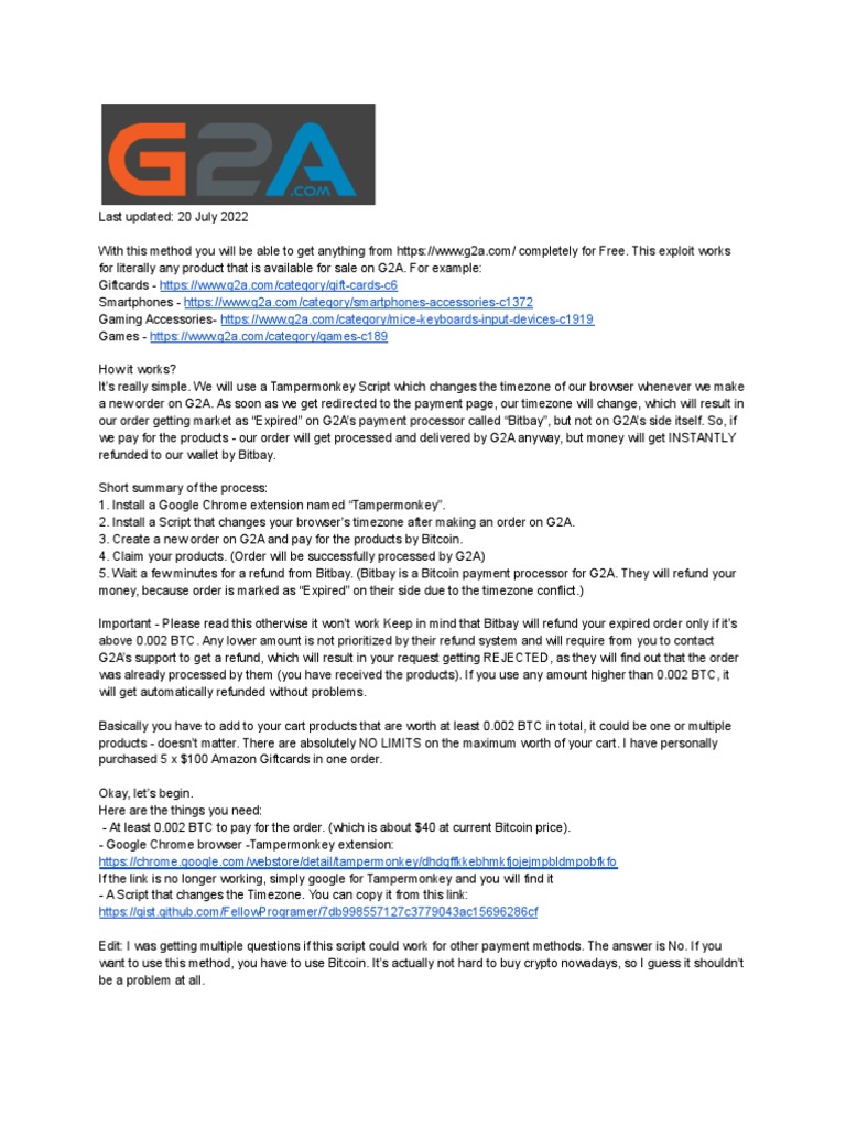 G2A Glitch DONT LEAK 2 | PDF | Bitcoin | Payments
