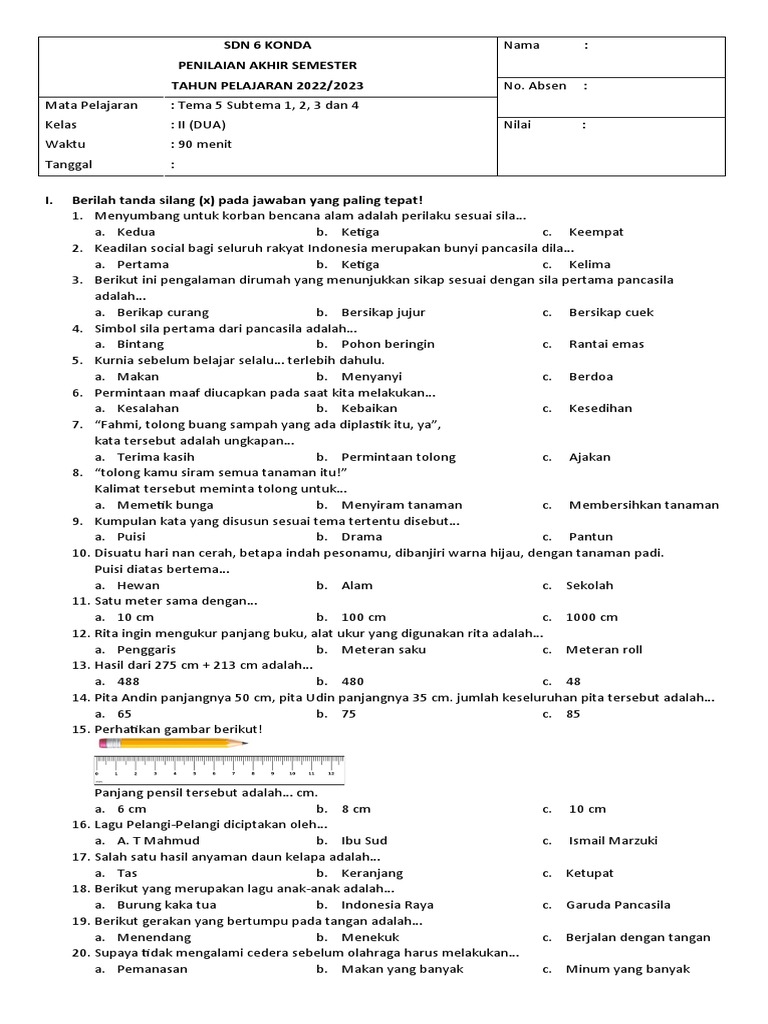 SOAL PAS Tema 5 | PDF