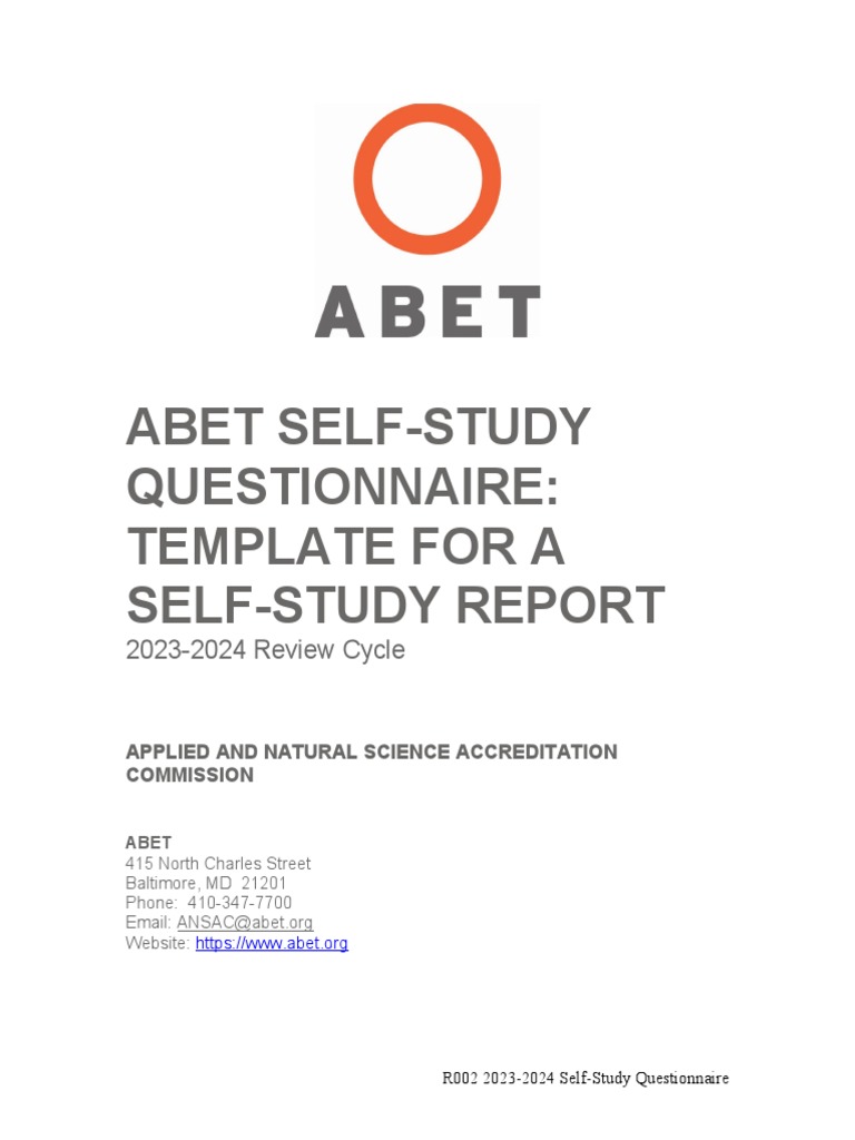 R002 ANSAC Self Study Questionnaire 23 24 | PDF | Academia