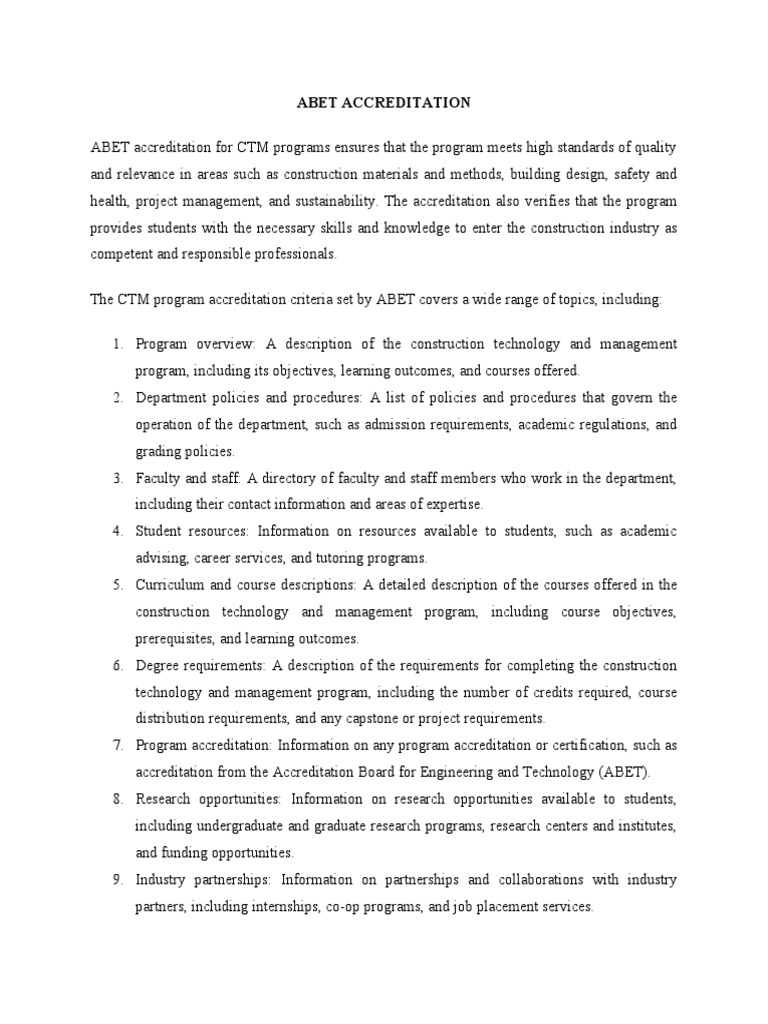 Abet Accreditation | PDF