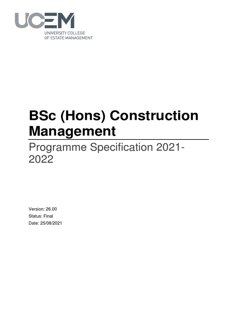 BSc Construction Management Overview | PDF | Academic Degree ...