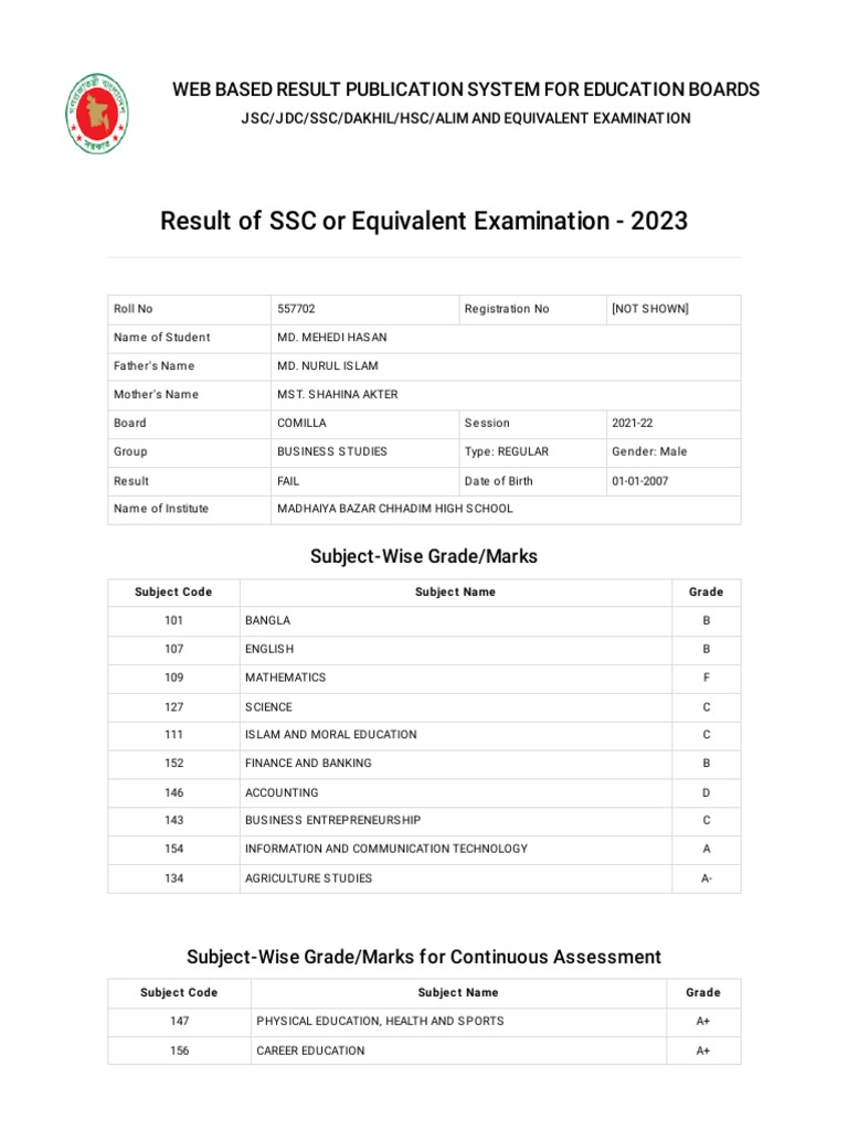 Web Based Result Publication System For Education Boards | PDF