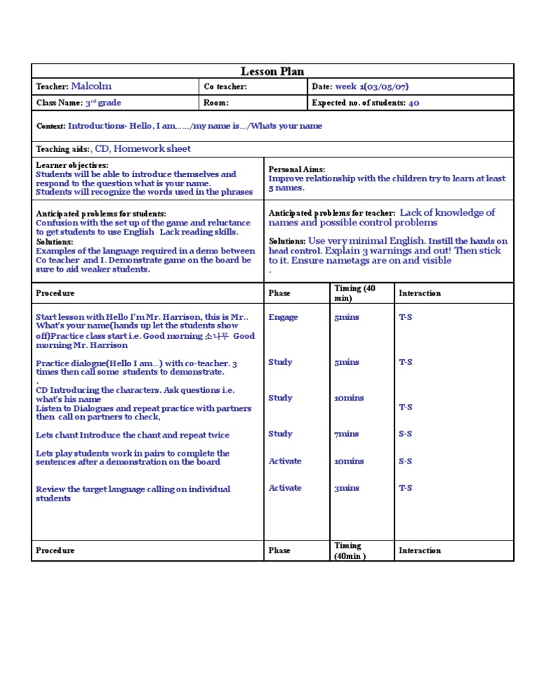 Lesson - Plan - 3rd Grade Unit 1 Week2 | PDF | Lesson Plan | Teachers