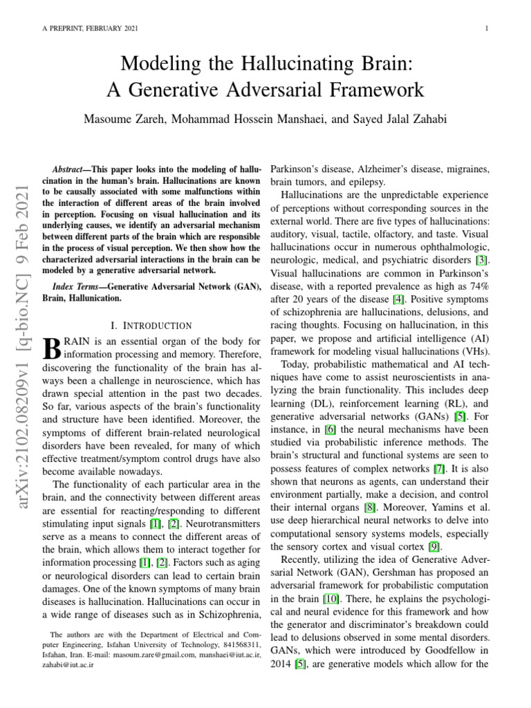 Modeling The Hallucinating Brain A Generative Adve | PDF