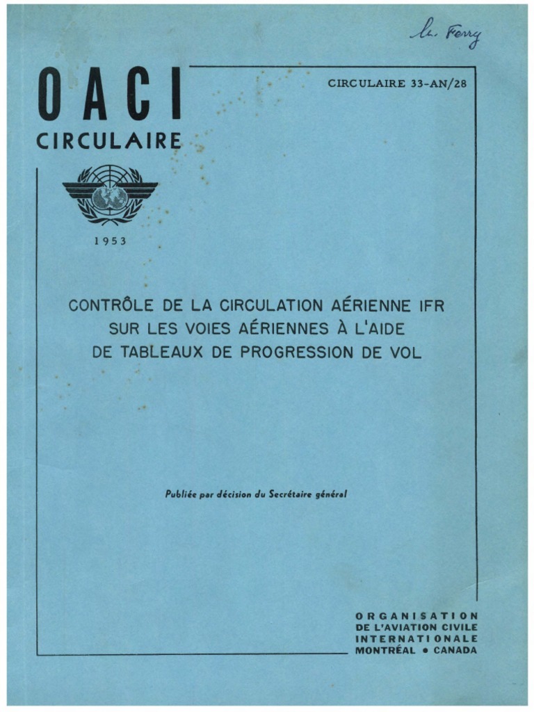 1953 OACI Controle de La Circulation Aerienne IFR Sur Les Voies ...