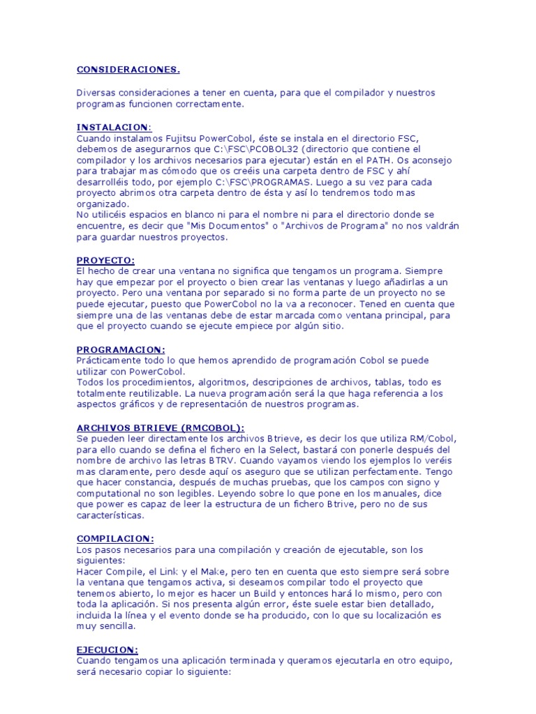 Un Proyecto Con Fujitsu Power Cobol | PDF | Ventana (informática ...