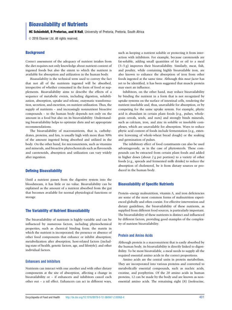 Factors Influencing Nutrient Bioavailability | PDF | Vitamin A | Nutrients