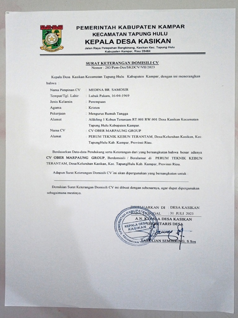 Domisili CV | PDF