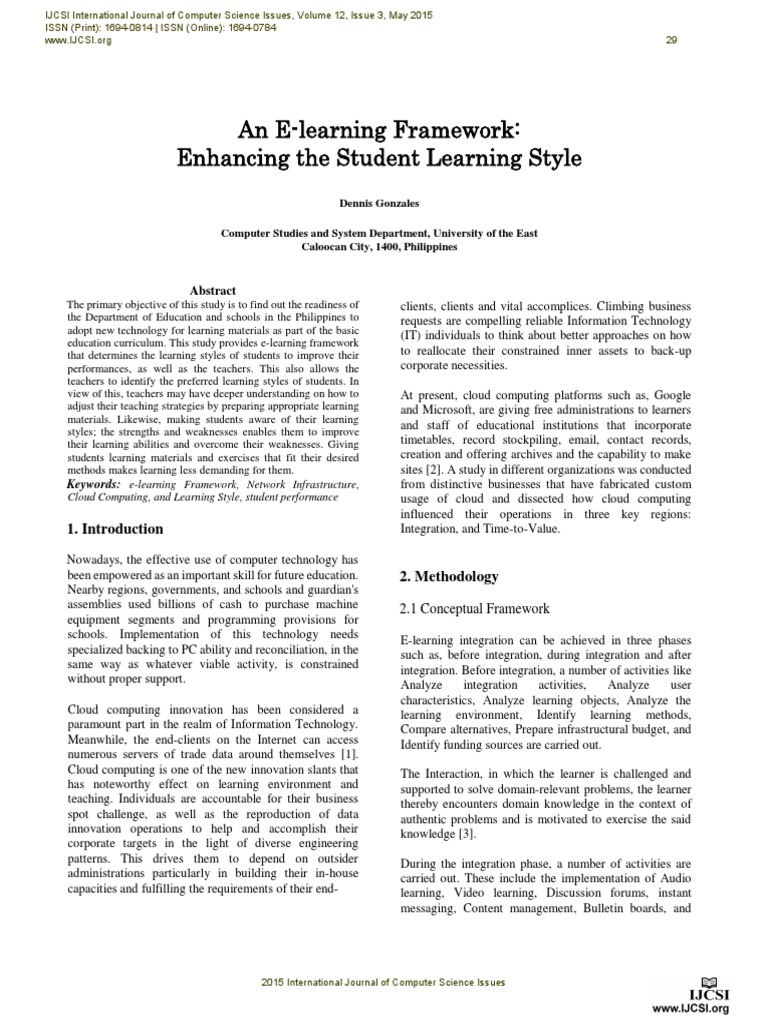 Gonzales-2015-An E-Learning Framework-Enhancing The Student Learning Style | PDF | Educational ...