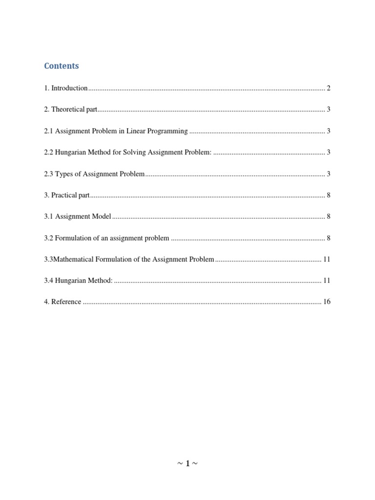 Assignment Problem & Hungarian Method | PDF