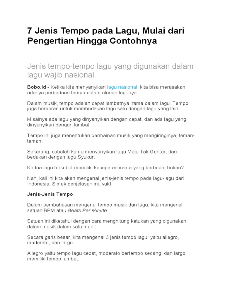 7 Jenis Tempo Pada Lagu | PDF