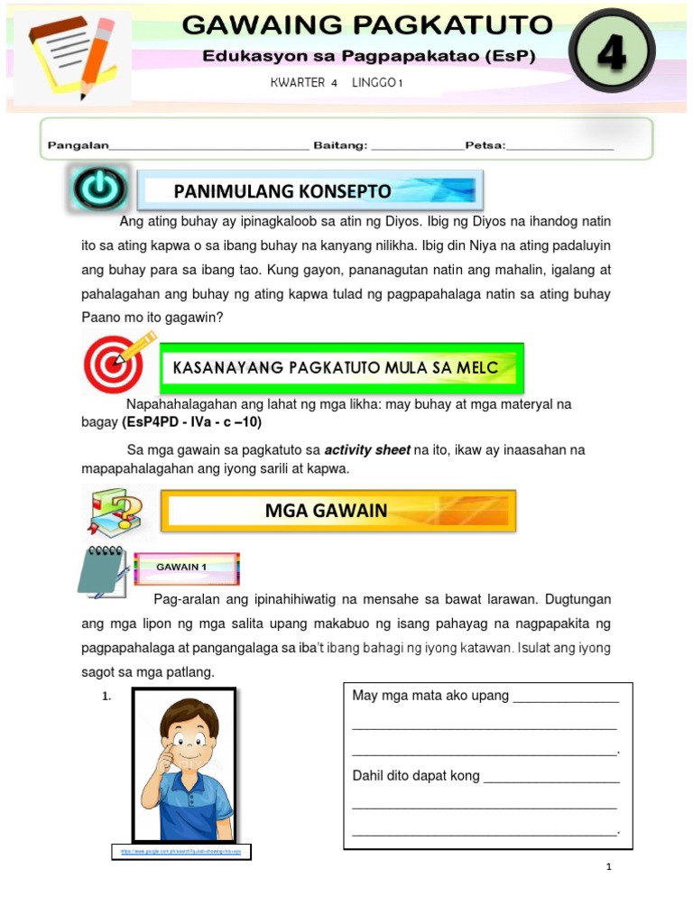 Esp 4 q4 Las 1 Final | PDF