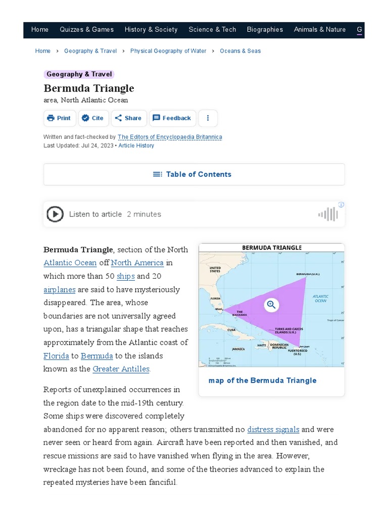 Bermuda Triangle (Science) | PDF | Bermuda | Island