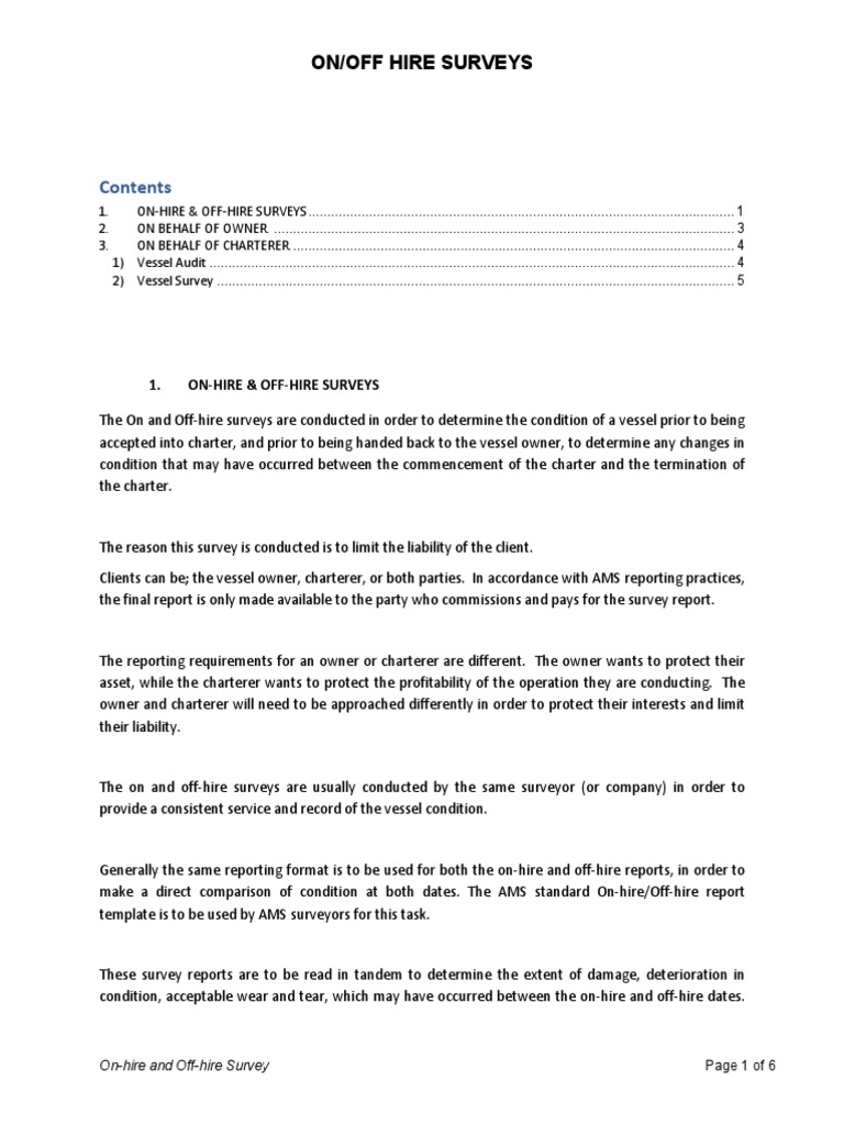 Its On Off-Hire Survey | PDF | Surveying | Legal Liability