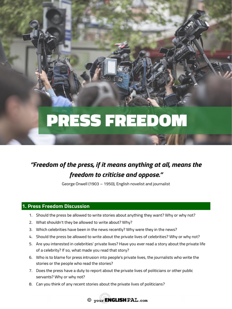 Your English Pal ESL Lesson Plan Press Freedom Student v3 | PDF ...