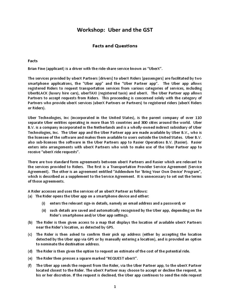 Uber and GST workshop - facts and questions | PDF | Mobile App ...