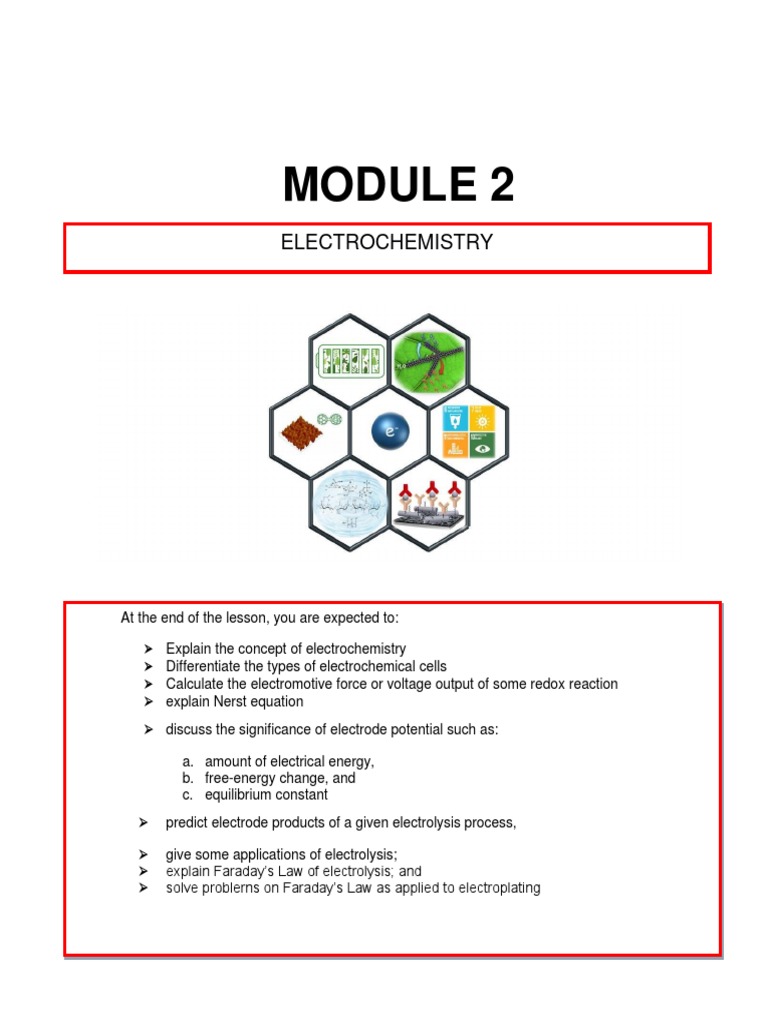 MODULE 2 Electrochemistry | PDF | Electrochemistry | Redox