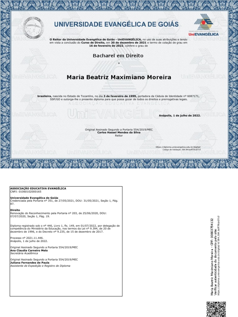 Diploma - Bacharel em Direito | PDF