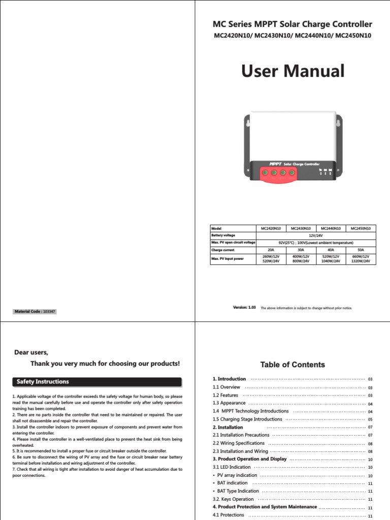 MC24V User Manual-V1.03 | Download Free PDF | Solar Panel | Photovoltaic System