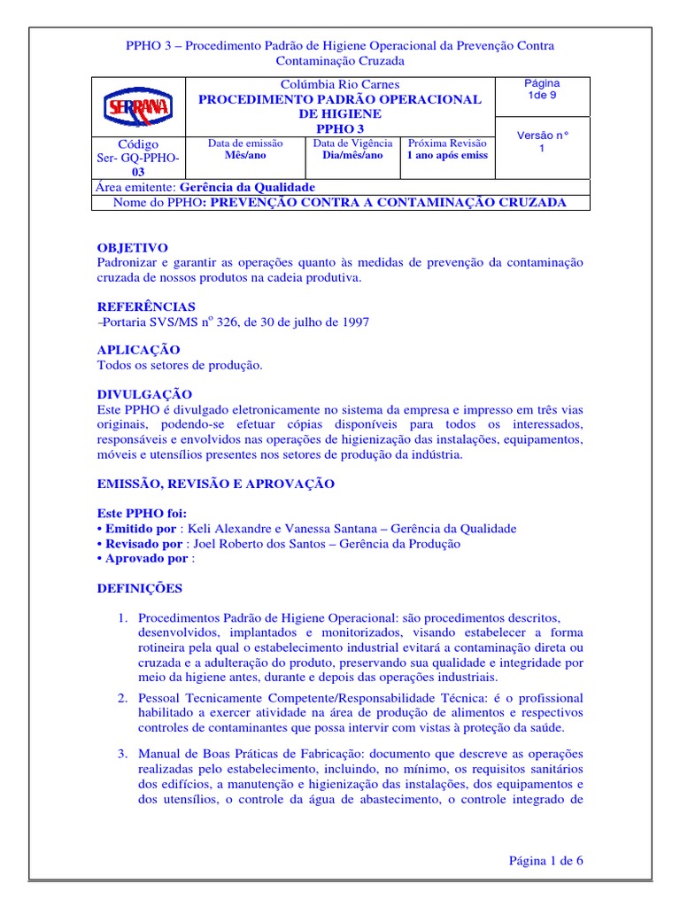 PPHO 3 Contaminação Cruzada | PDF