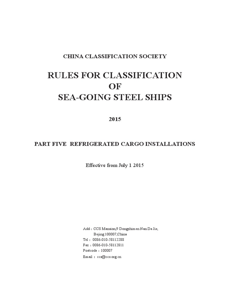 Part 5 Rules For Classification of Sea-Going Ships | PDF