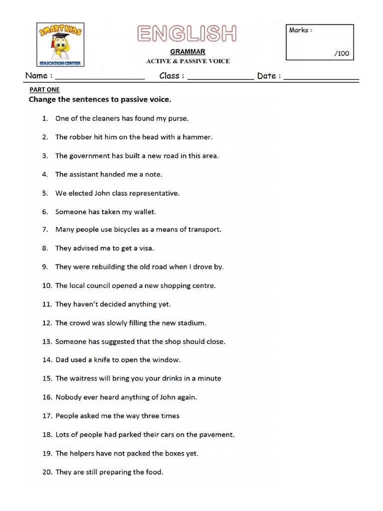 Sec 2 - English - Grammar - Active Passive Voice - 2018 | PDF ...