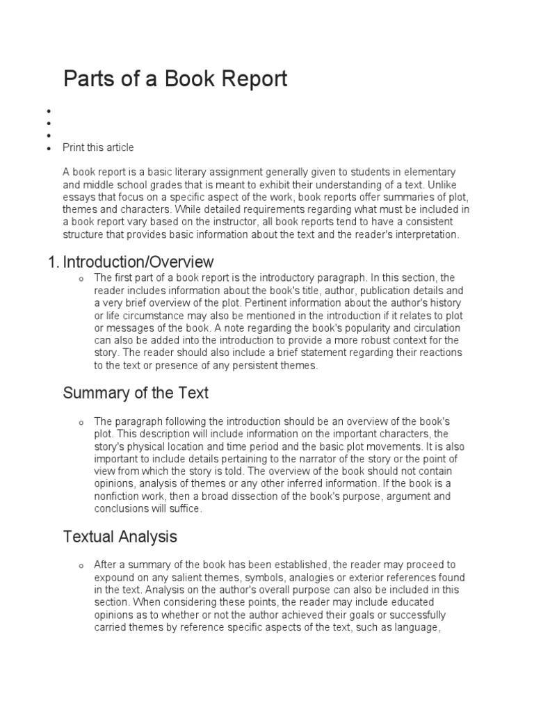 Writing A Book Report | PDF