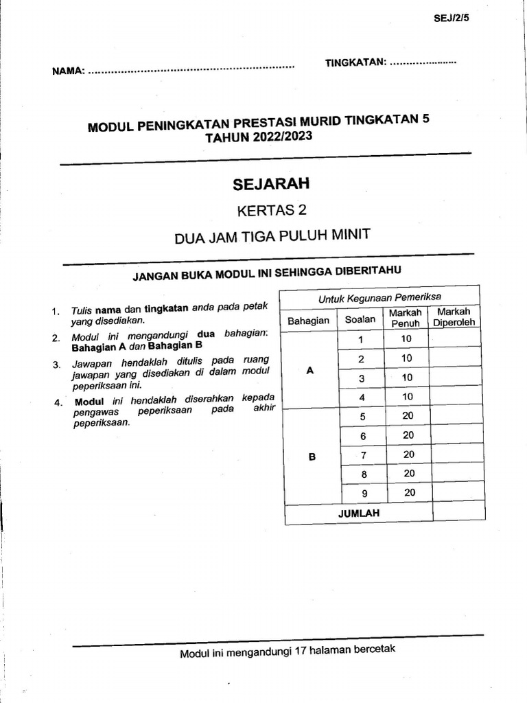 2022 K2 Soalan Kedah (Trial) | PDF