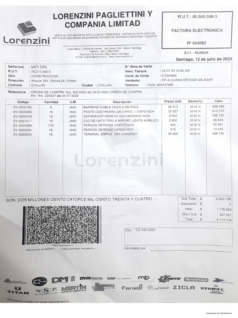 Factura 604082 LORENZINI | PDF