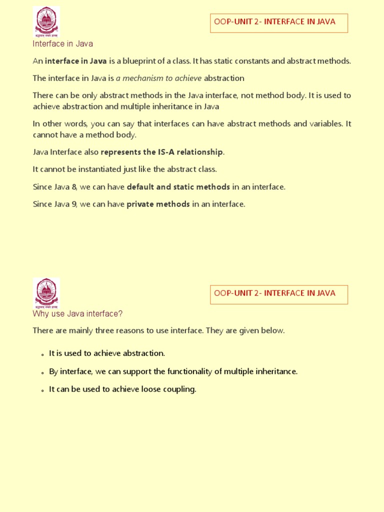 Interface in Java | PDF | Method (Computer Programming) | Class (Computer Programming)