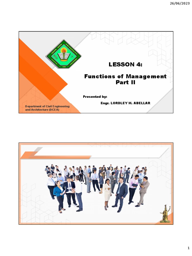 Lesson 4 Functions of Management Part 2 | PDF