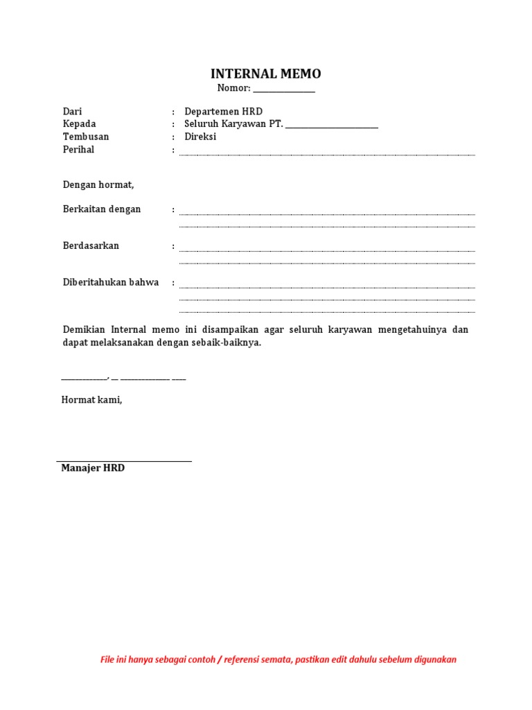 Contoh Memo Internal HRD | PDF