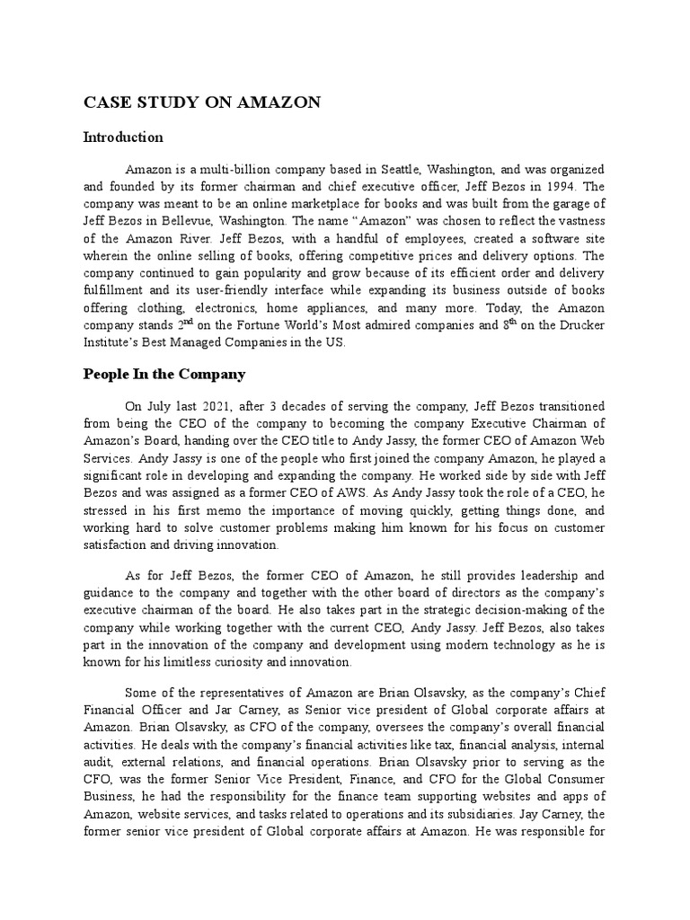 Case Study On Amazon | PDF | Amazon Web Services | Leadership