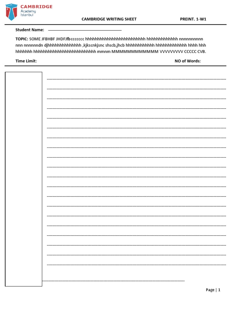 Writing Answer Sheet | PDF