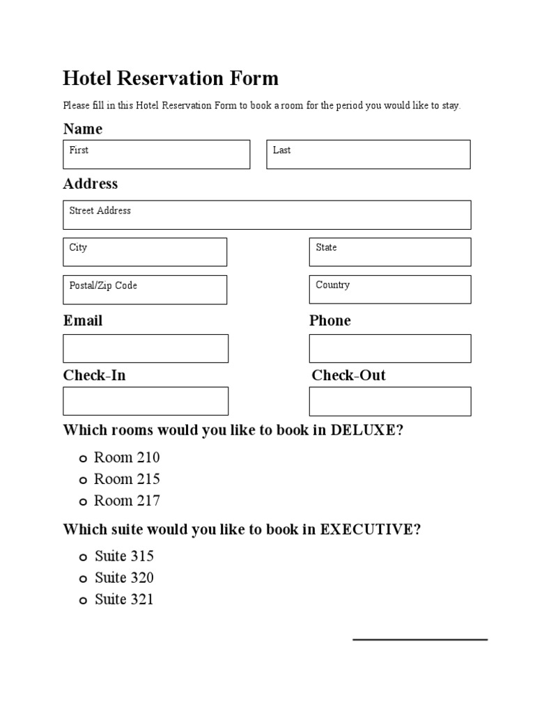 Hotel Reservation Form | PDF