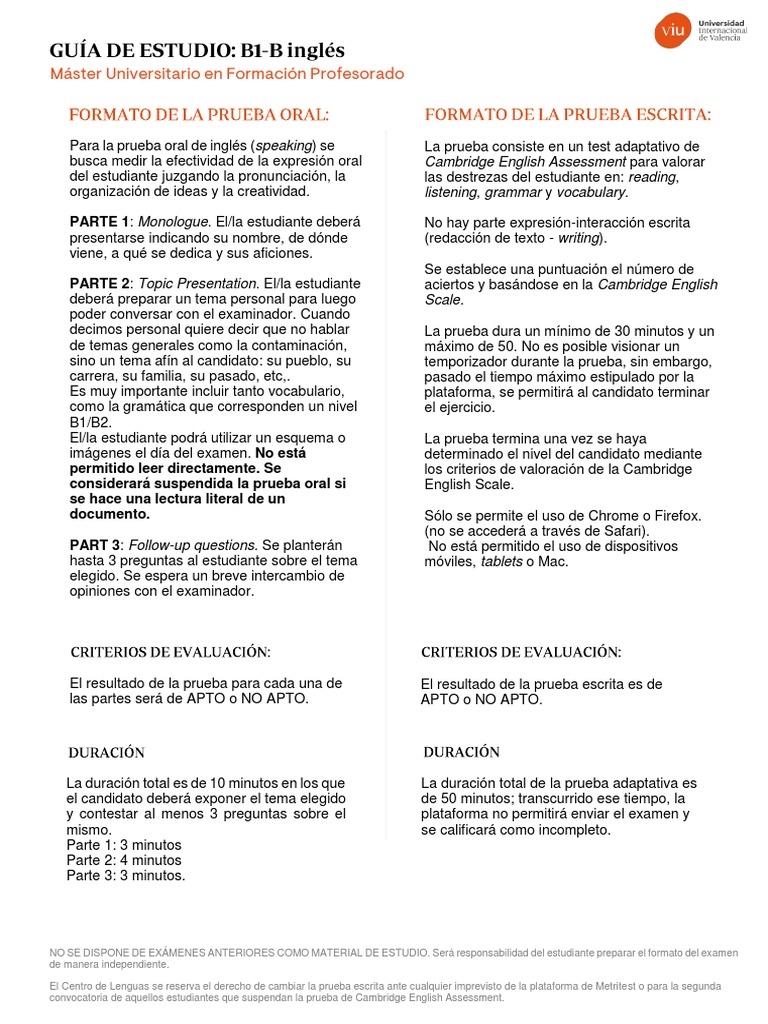 O23 - Guía Estudio B1-B2 Inglés MSEC | PDF