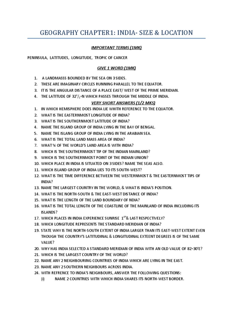 Geography Chapter1 | PDF