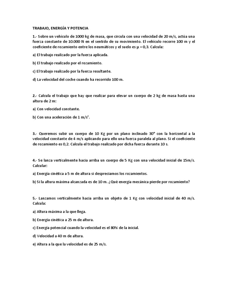 Trabajo, Energía y Potencia | PDF