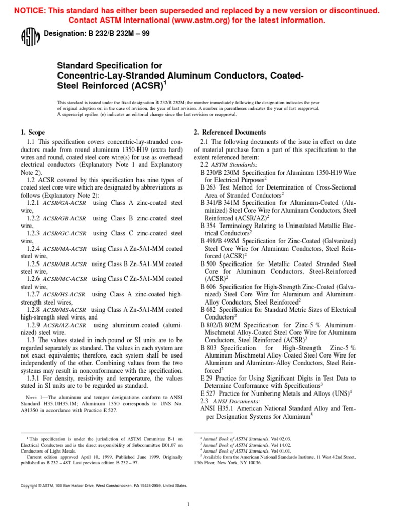 Concentric-Lay-Stranded Aluminum Conductors, Coated-Steel Reinforced ...