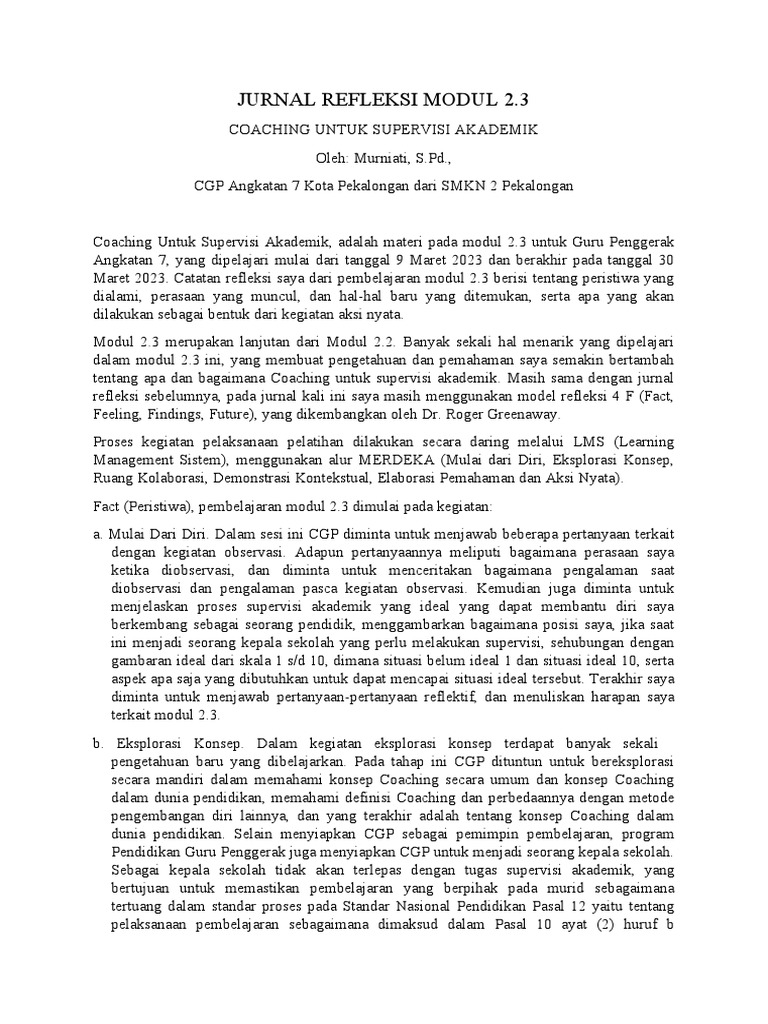 JURNAL REFLEKSI MODUL 2.3 fix | PDF